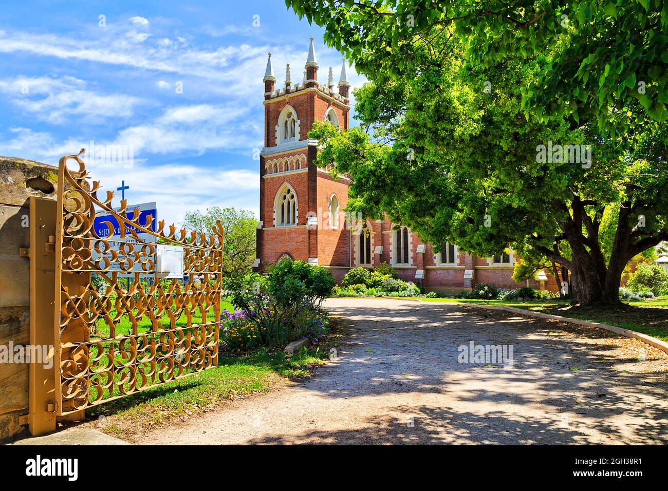 Historic old brick church of christian god in rural regional town ...