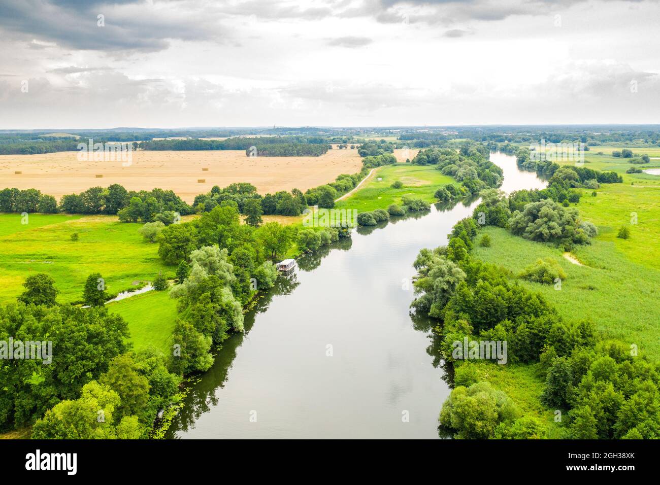 aerial view on river landscape Stock Photo - Alamy
