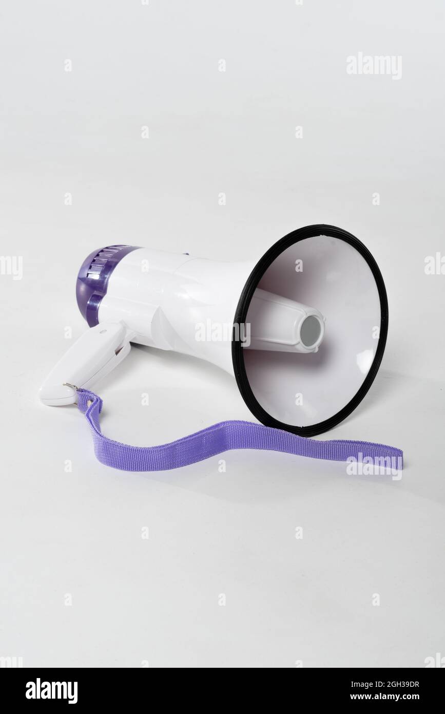 white megaphone shot in studio Stock Photo - Alamy