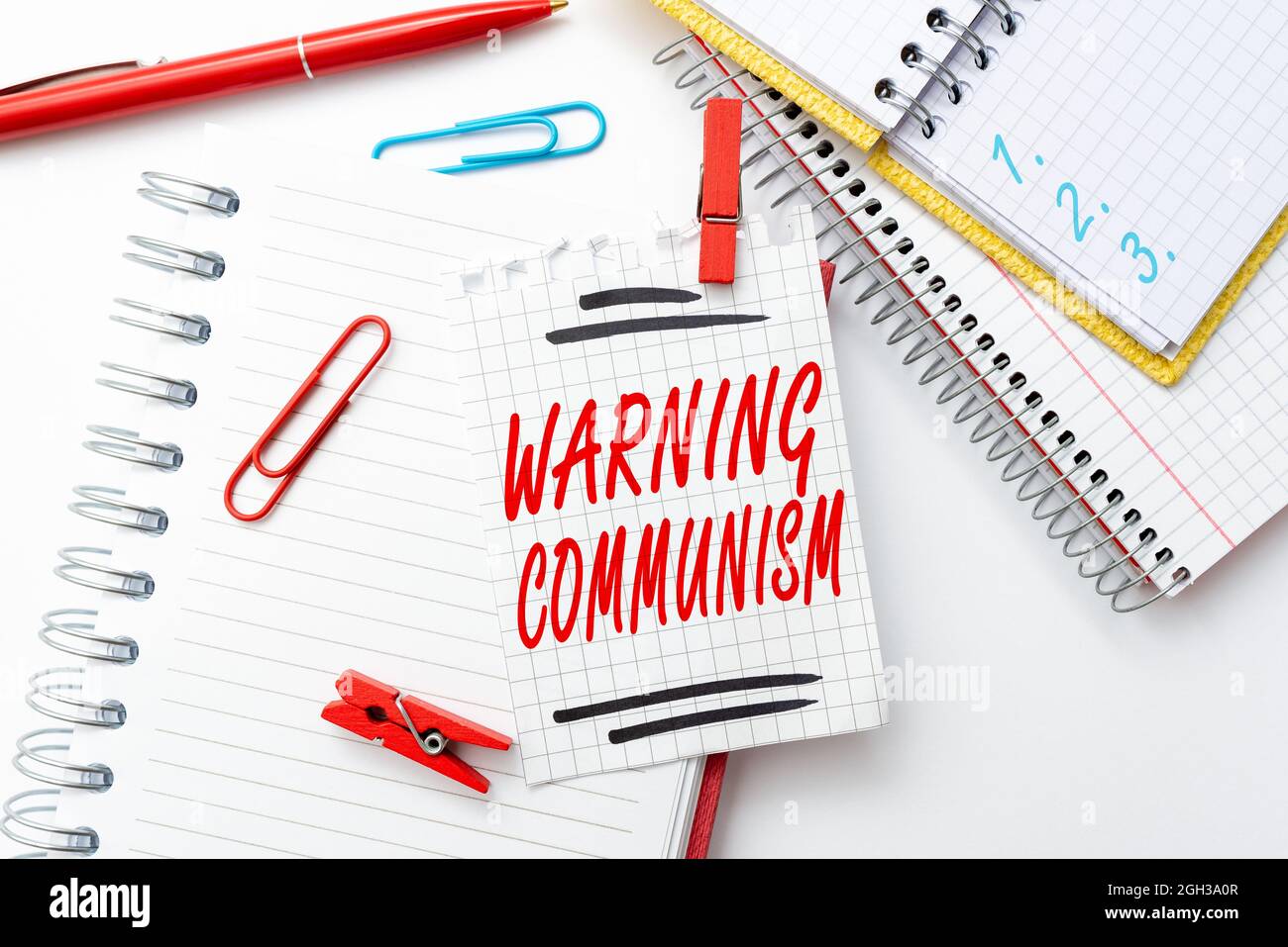 Sign displaying Warning Communism. Concept meaning economic system ...