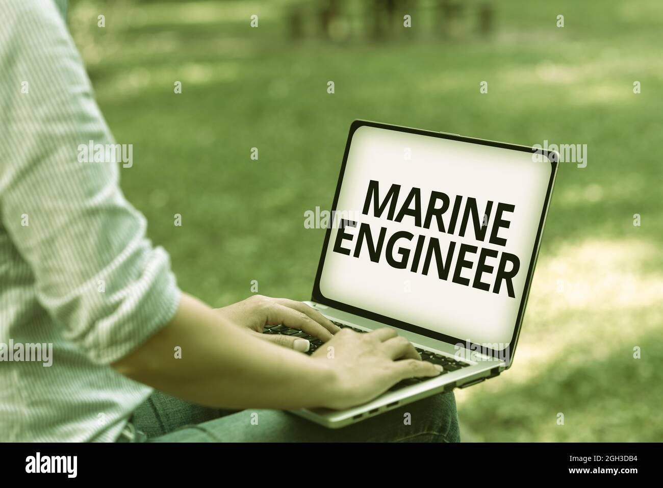 Sign displaying Marine Engineer. Word Written on incharge with ...