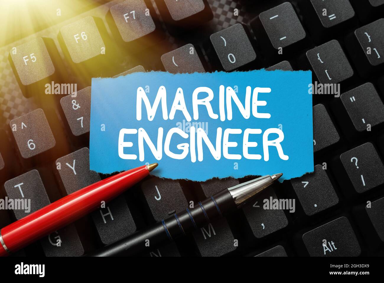 Hand writing sign Marine Engineer. Business approach incharge with ...