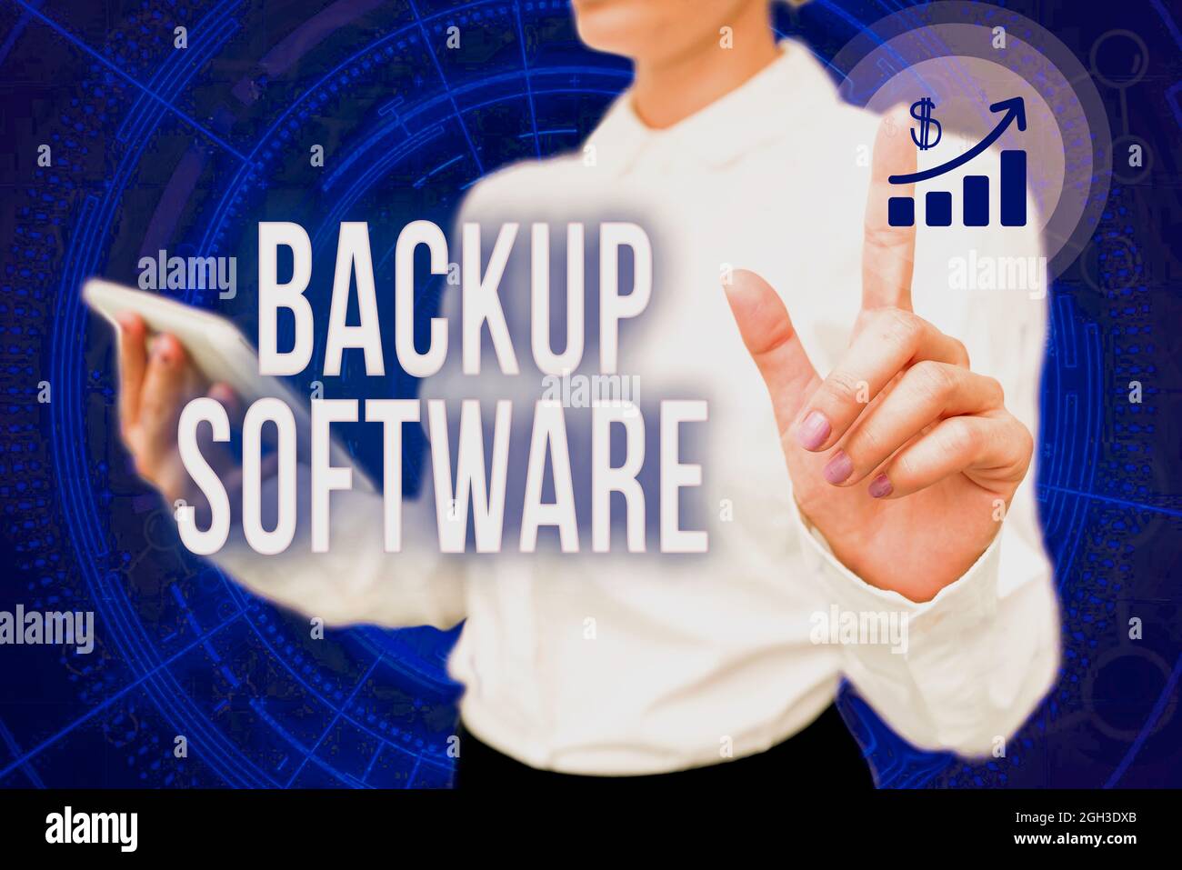 Sign displaying Backup Software, Business showcase create extra exact copies of files or entire ...