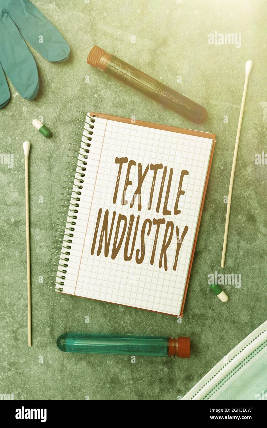 Writing displaying text Textile Industry. Business overview production ...