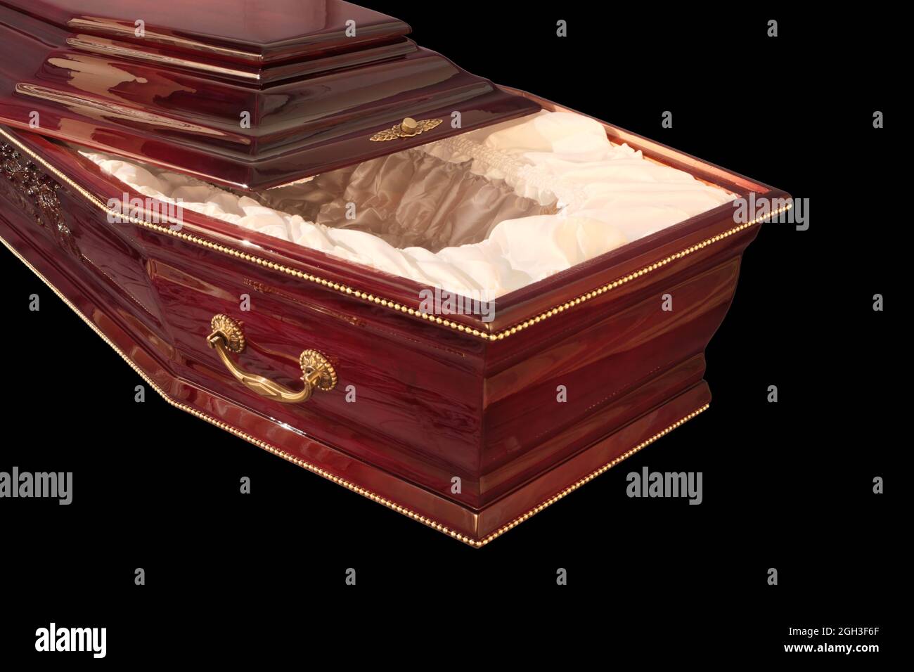 Wooden coffin isolated on white background Stock Photo - Alamy