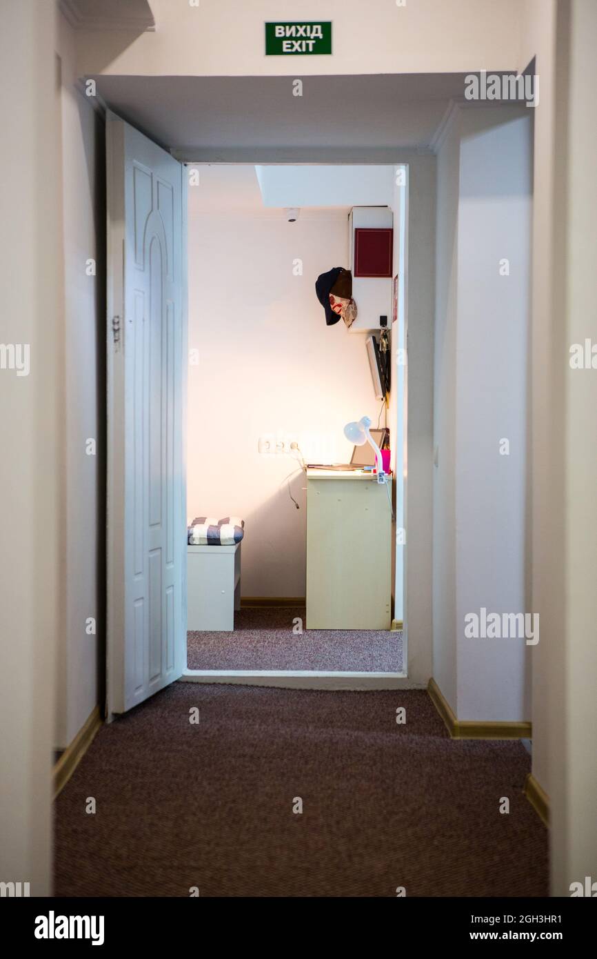 Hall with many doors Stock Photo - Alamy