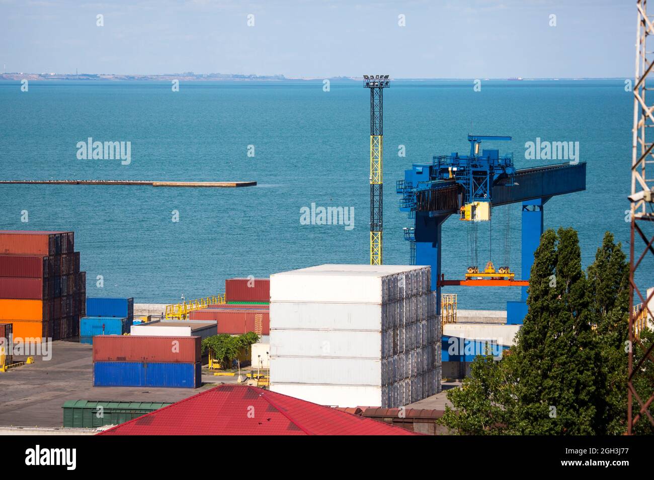 industrial sea port with containers. Container terminal Stock Photo - Alamy