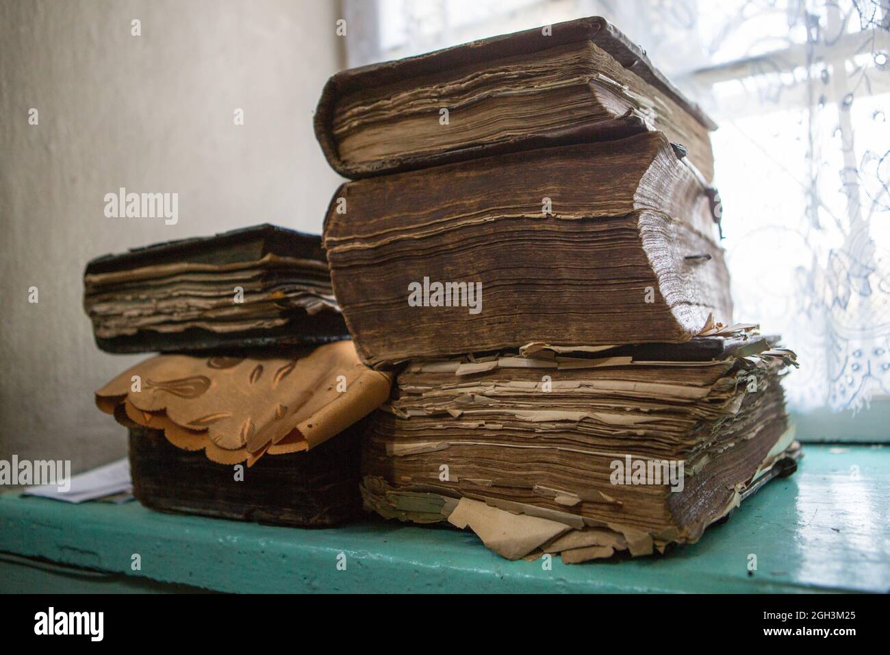 Very Old Church Books. Ancient worn-out shabby books Stock Photo - Alamy