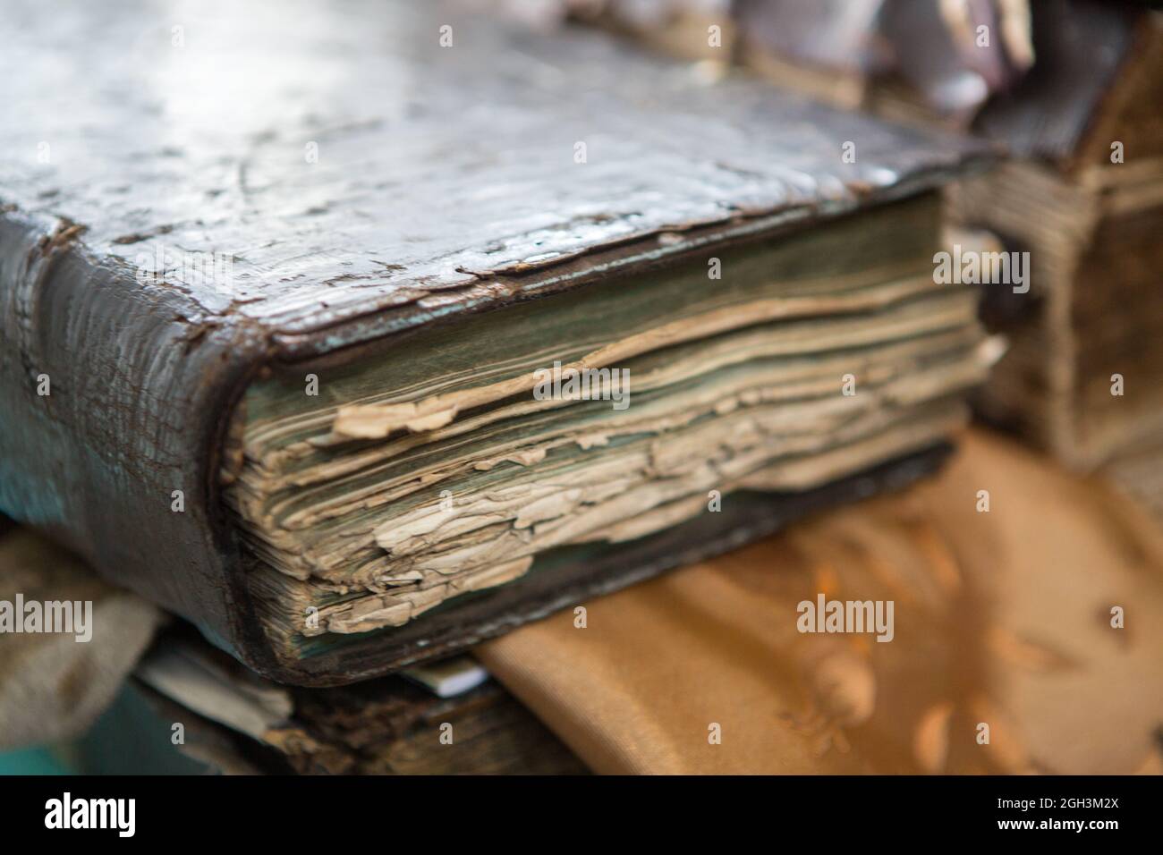 Very Old Church Books. Ancient worn-out shabby books Stock Photo - Alamy
