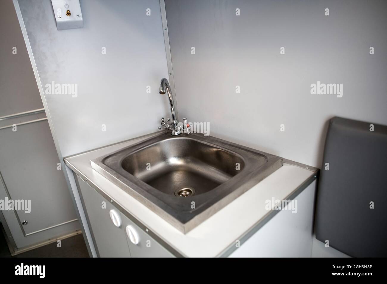 Classic toilet interior on the train. Toilet in the passenger train ...
