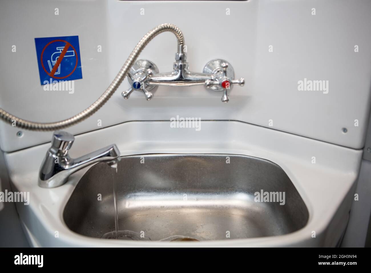 Classic toilet interior on the train. Toilet in the passenger train ...