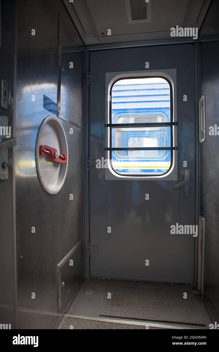 classic interior entrance to the passenger train Stock Photo - Alamy