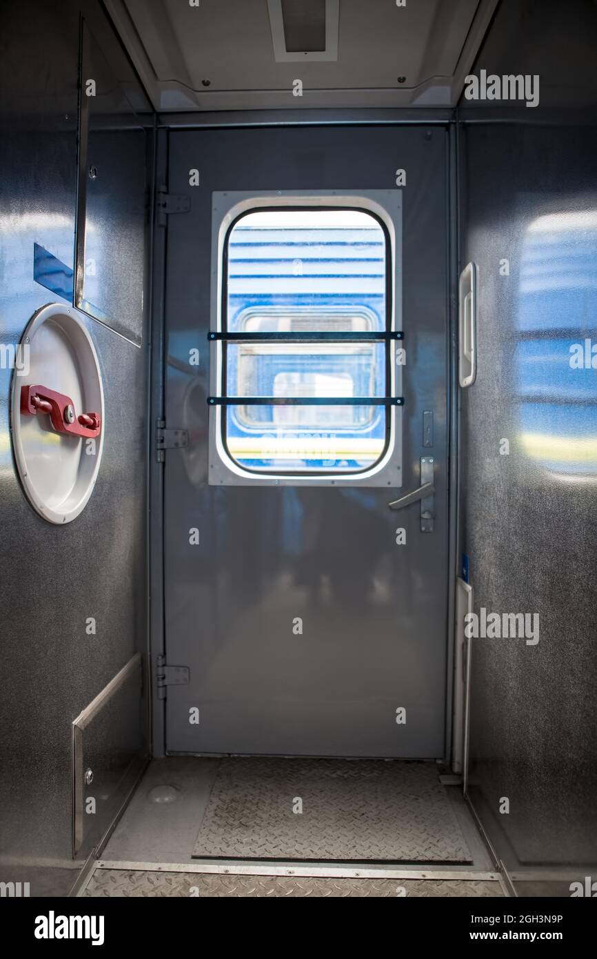 classic interior entrance to the passenger train Stock Photo - Alamy