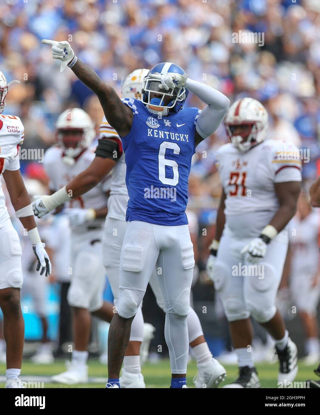 Lexington, KY, USA. 4th Sep, 2021. Kentucky's Josh Ali #6 celebrates a ...