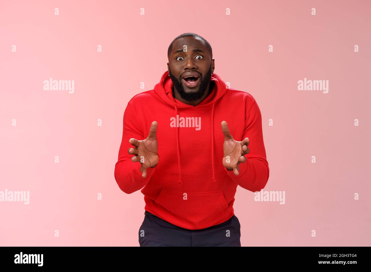 Worried guy asking be careful look how carelessly employee carry ...