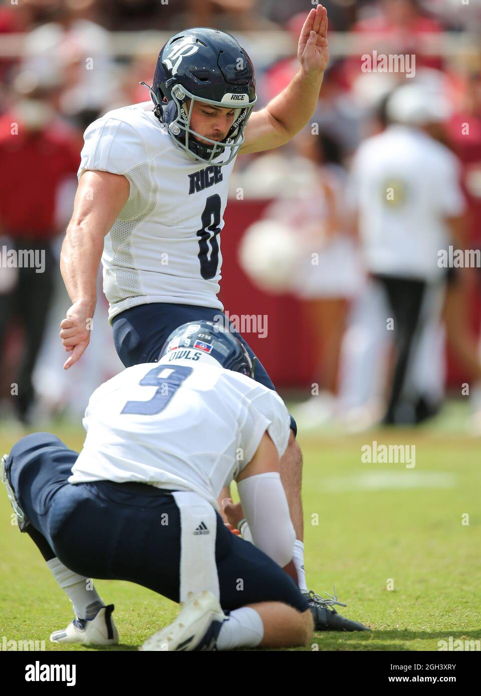 September 4, 2021: Rice place kicker Collin Riccitelli #0 kicks an ...