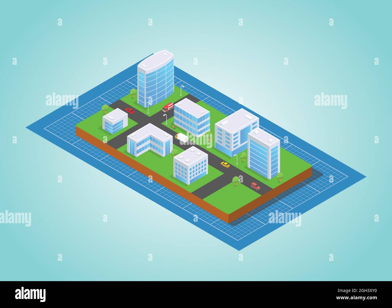 city development blueprint planning with modern isometric style vector ...