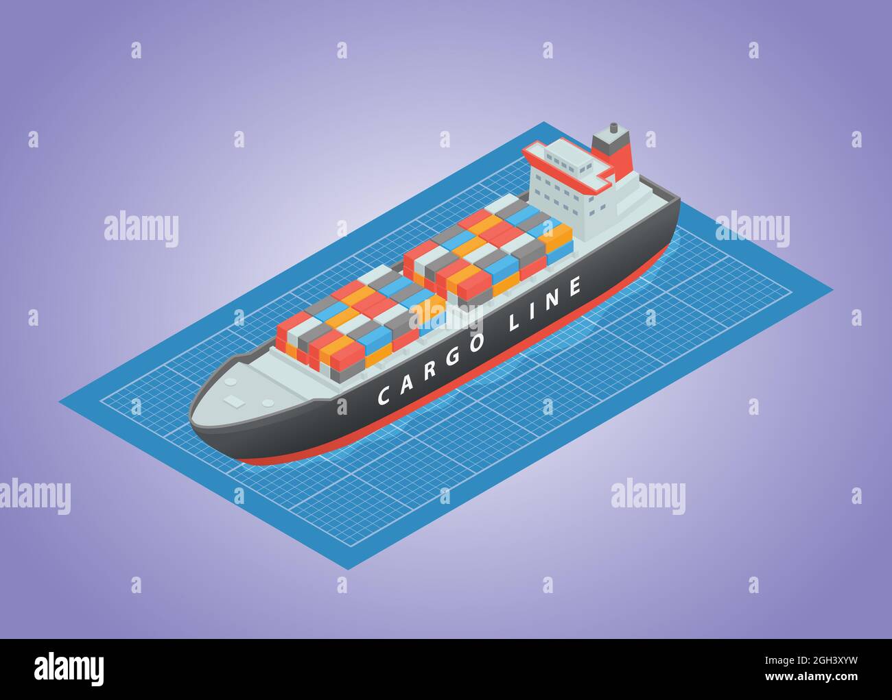 ship transportation build development blueprint with modern isometric ...