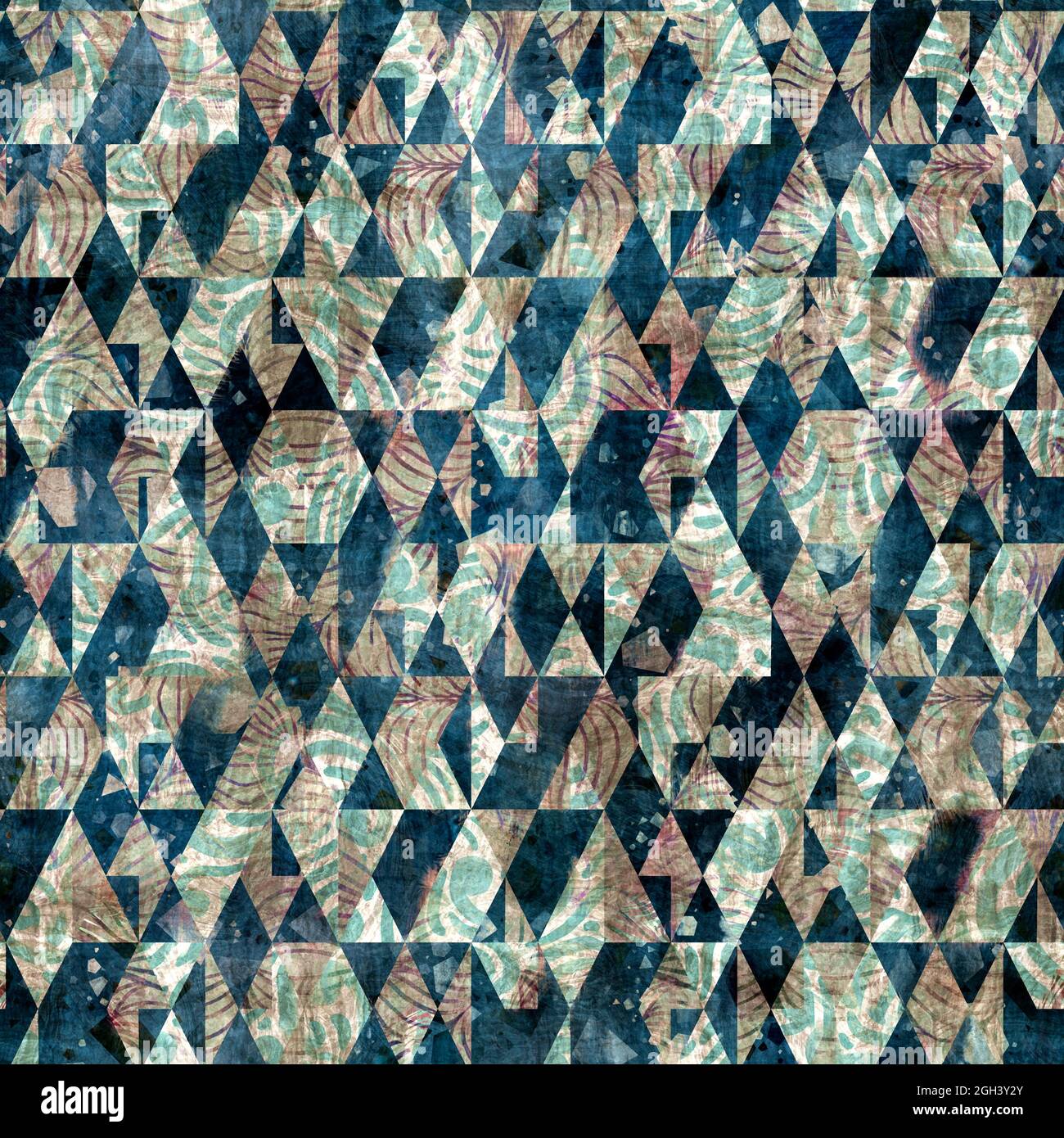 Seamless elegant mixed media pattern in navy, blue, pink, and cream ...