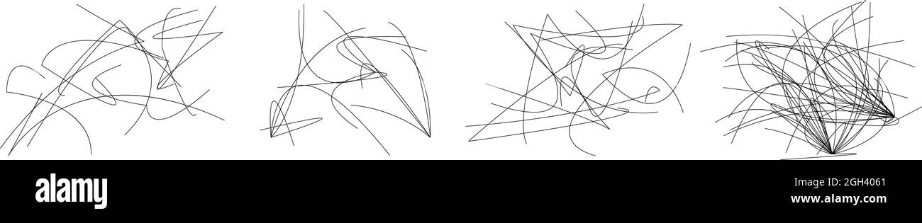 Set of doodle, hand drawn scribble random lines. Wavy, curvy, curly ...