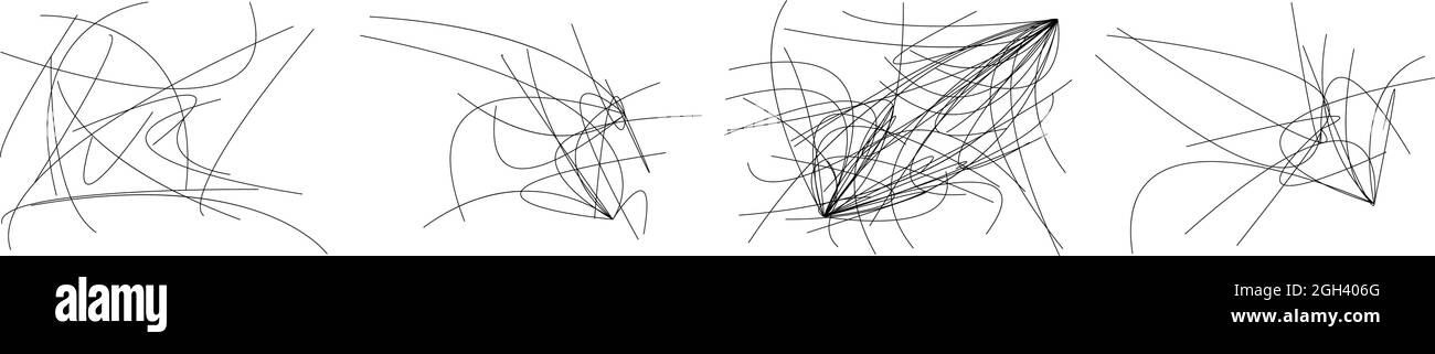 Set of doodle, hand drawn scribble random lines. Wavy, curvy, curly ...