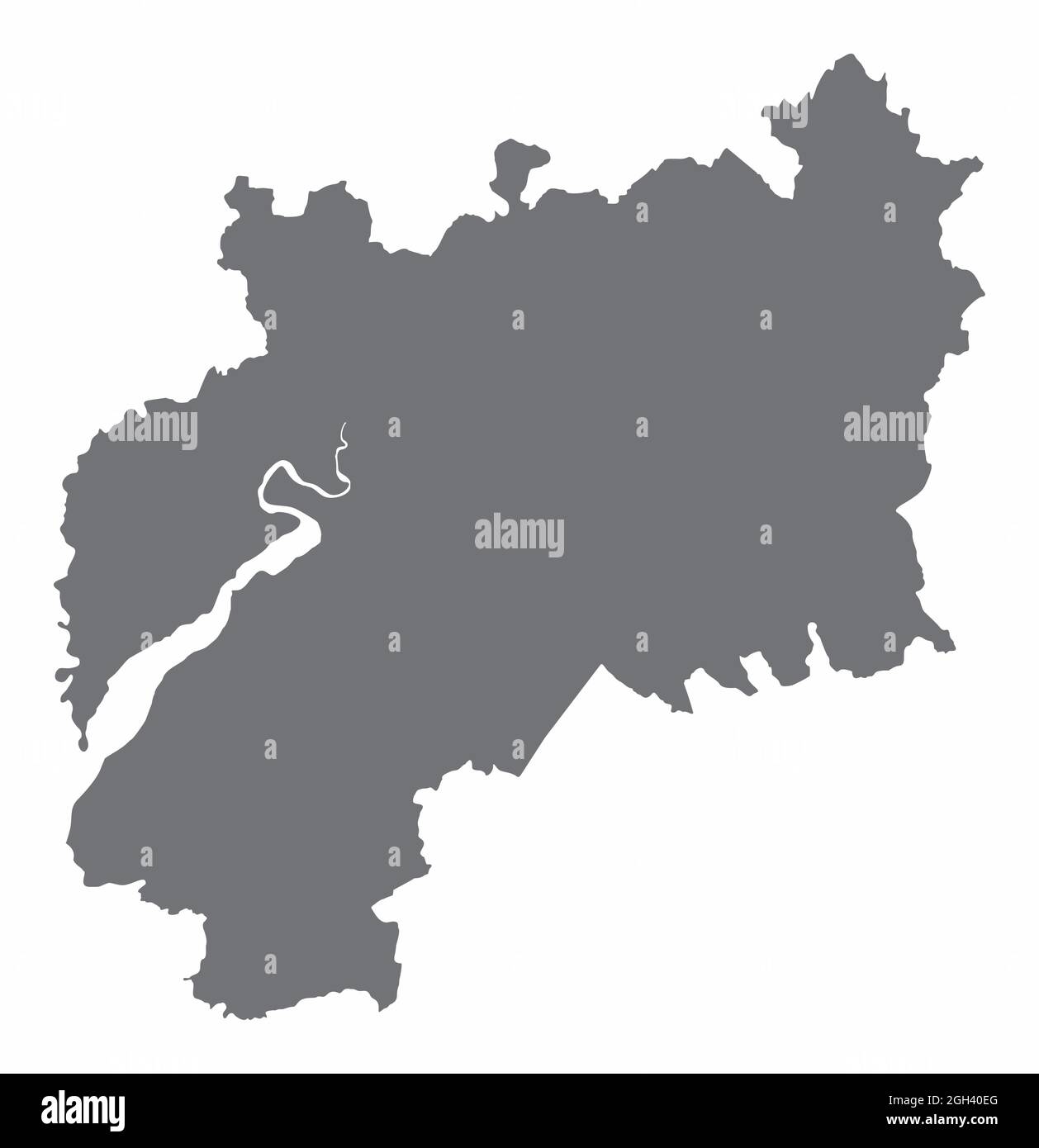 Gloucestershire county silhouette map isolated on white background ...