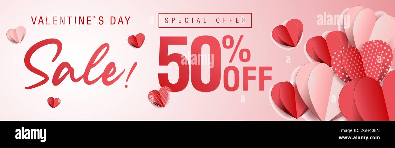 Valentine's Day offer sale. Banner web, advertising, commercial ...