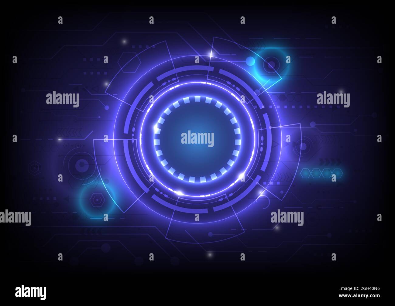 Futuristic Sci-Fi glowing HUD element, circuit board and particle of ...