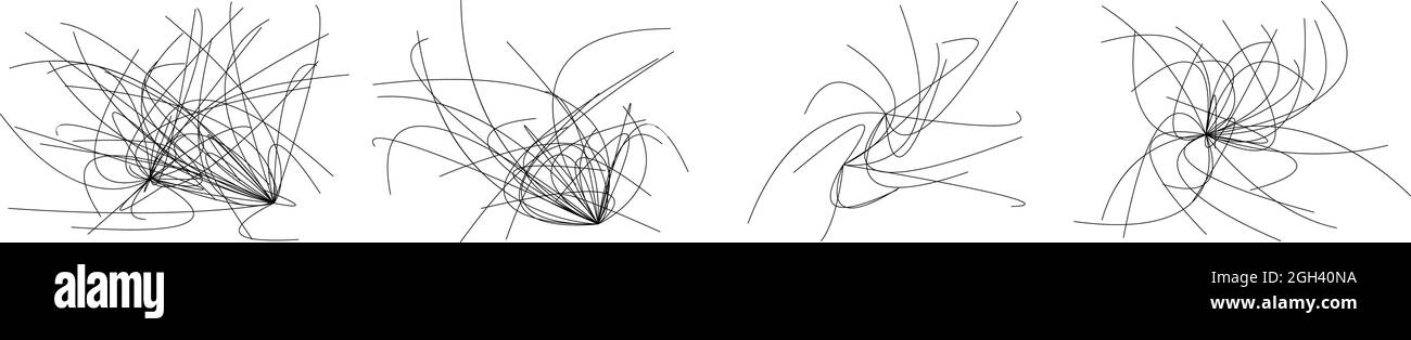 Set of doodle, hand drawn scribble random lines. Wavy, curvy, curly ...