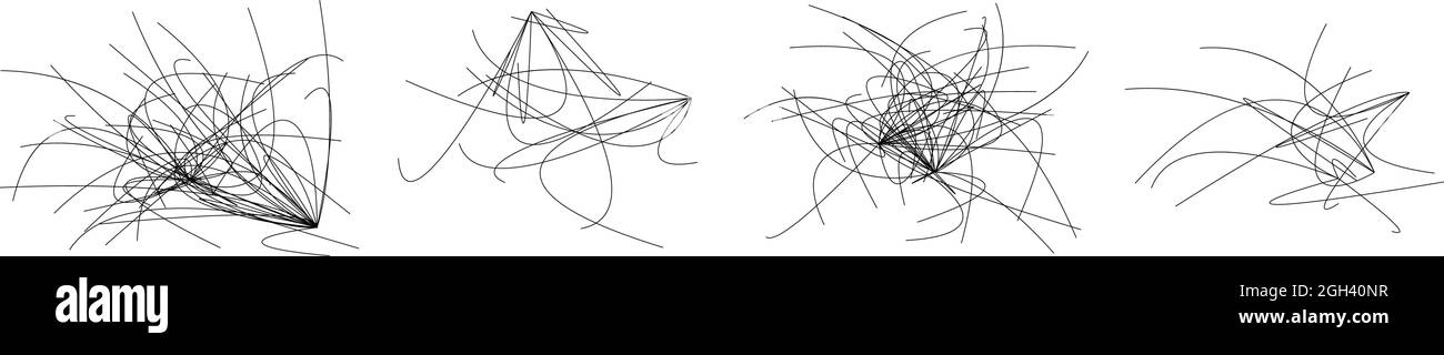 Set of doodle, hand drawn scribble random lines. Wavy, curvy, curly ...