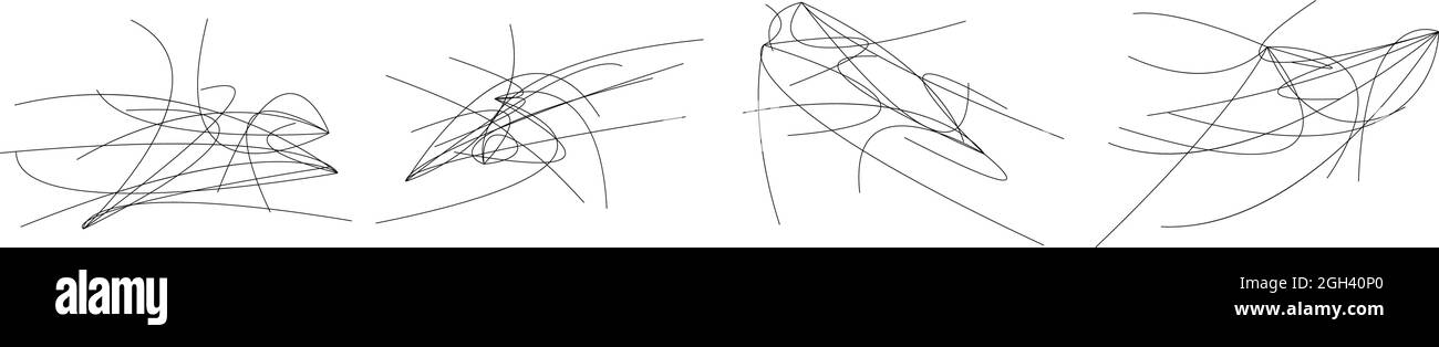 Set of doodle, hand drawn scribble random lines. Wavy, curvy, curly ...