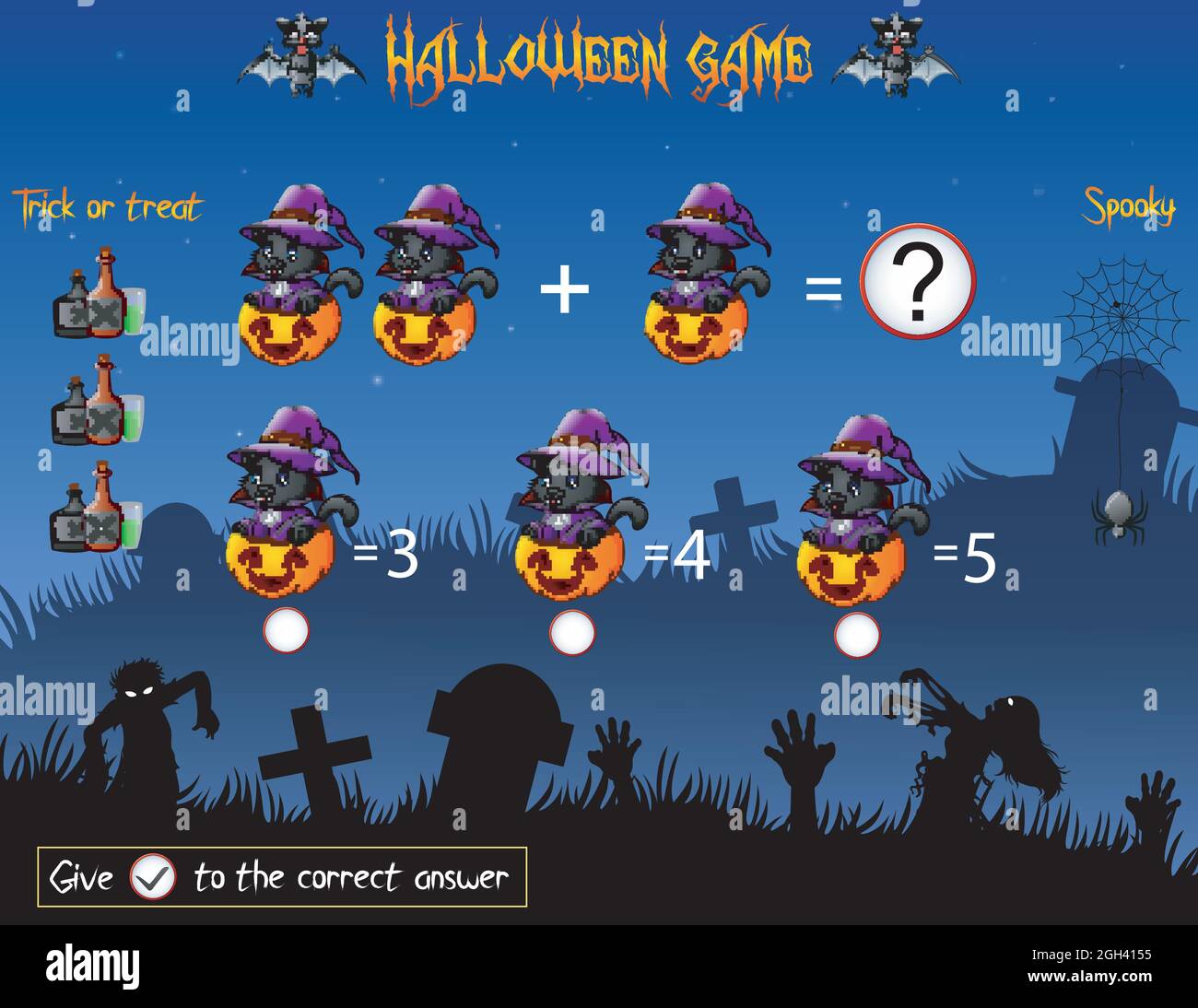 Game count the cat witch pumpkin in the halloween theme Stock Vector ...