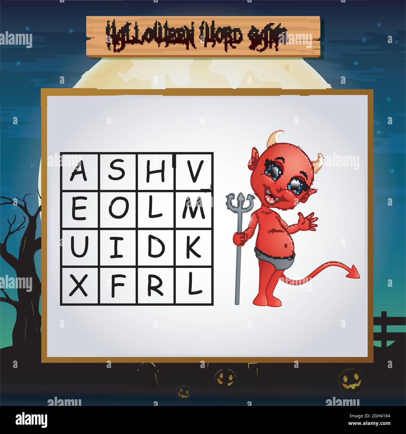 Cartoon illustration word devil devil hi-res stock photography and ...