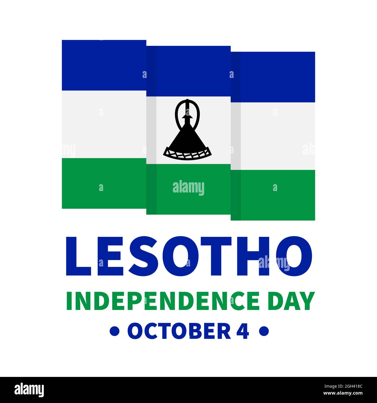 Lesotho Independence Day lettering with flag. National holiday ...