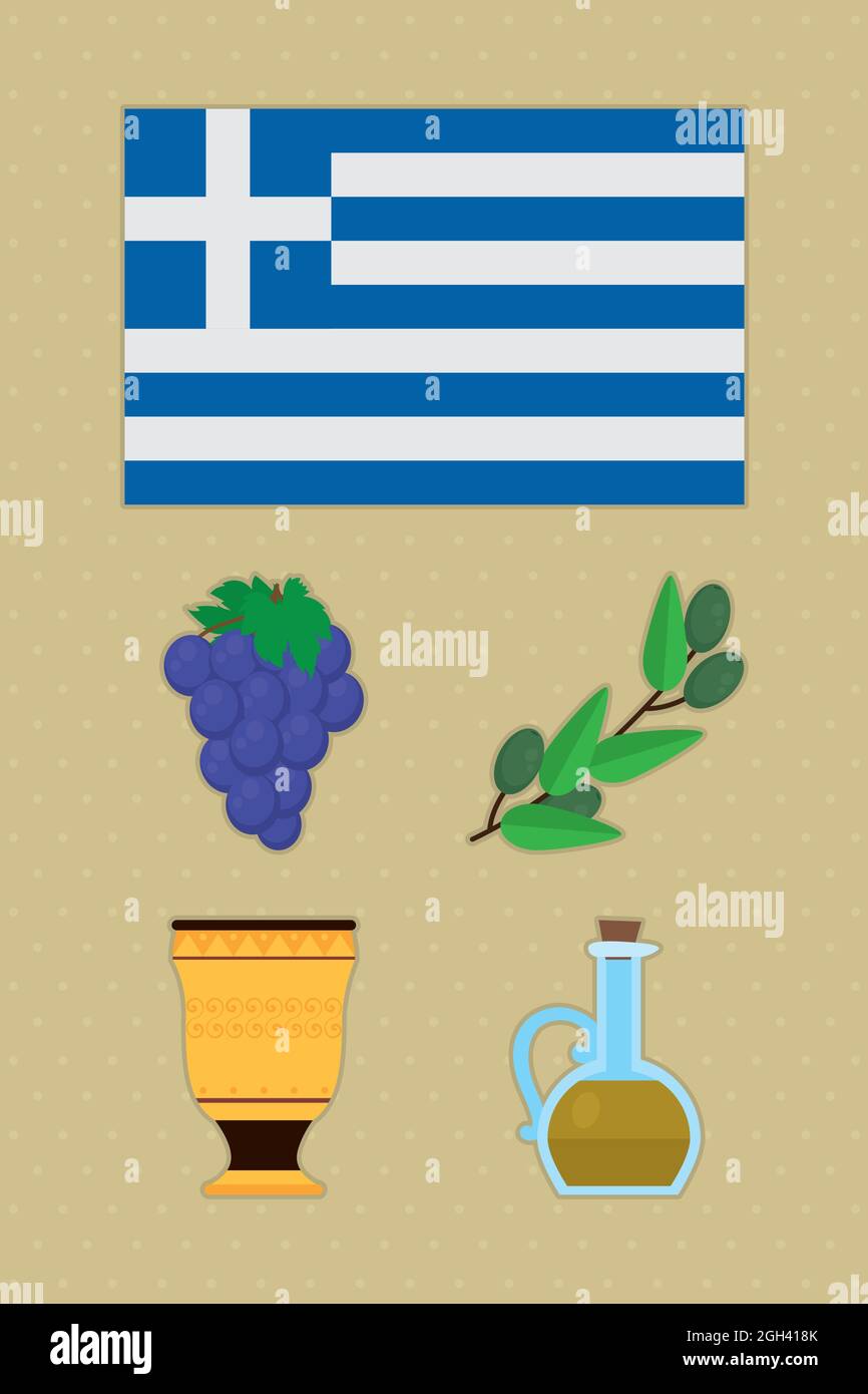greek flag and symbols set Stock Vector Image & Art - Alamy