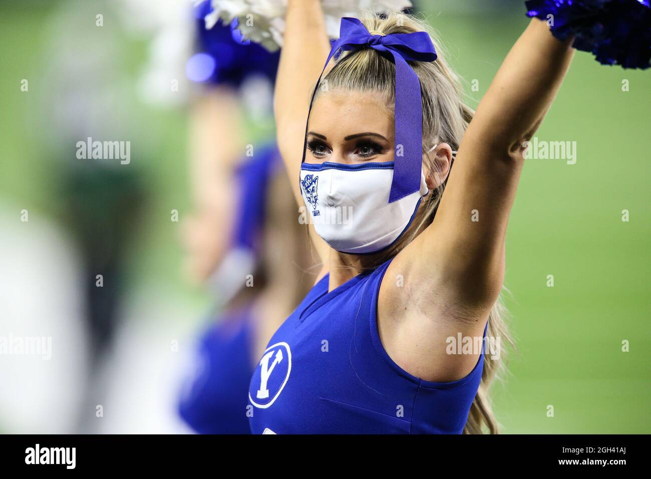 Las Vegas, NV, USA. 04th Sep, 2021. A Brigham Young Cougars cheerleader ...