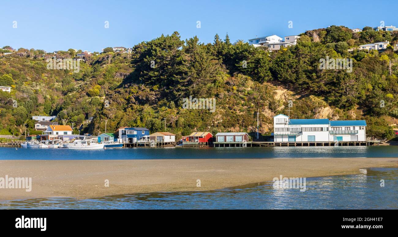 Paremata boating club and some other waterfront houses Stock Photo - Alamy