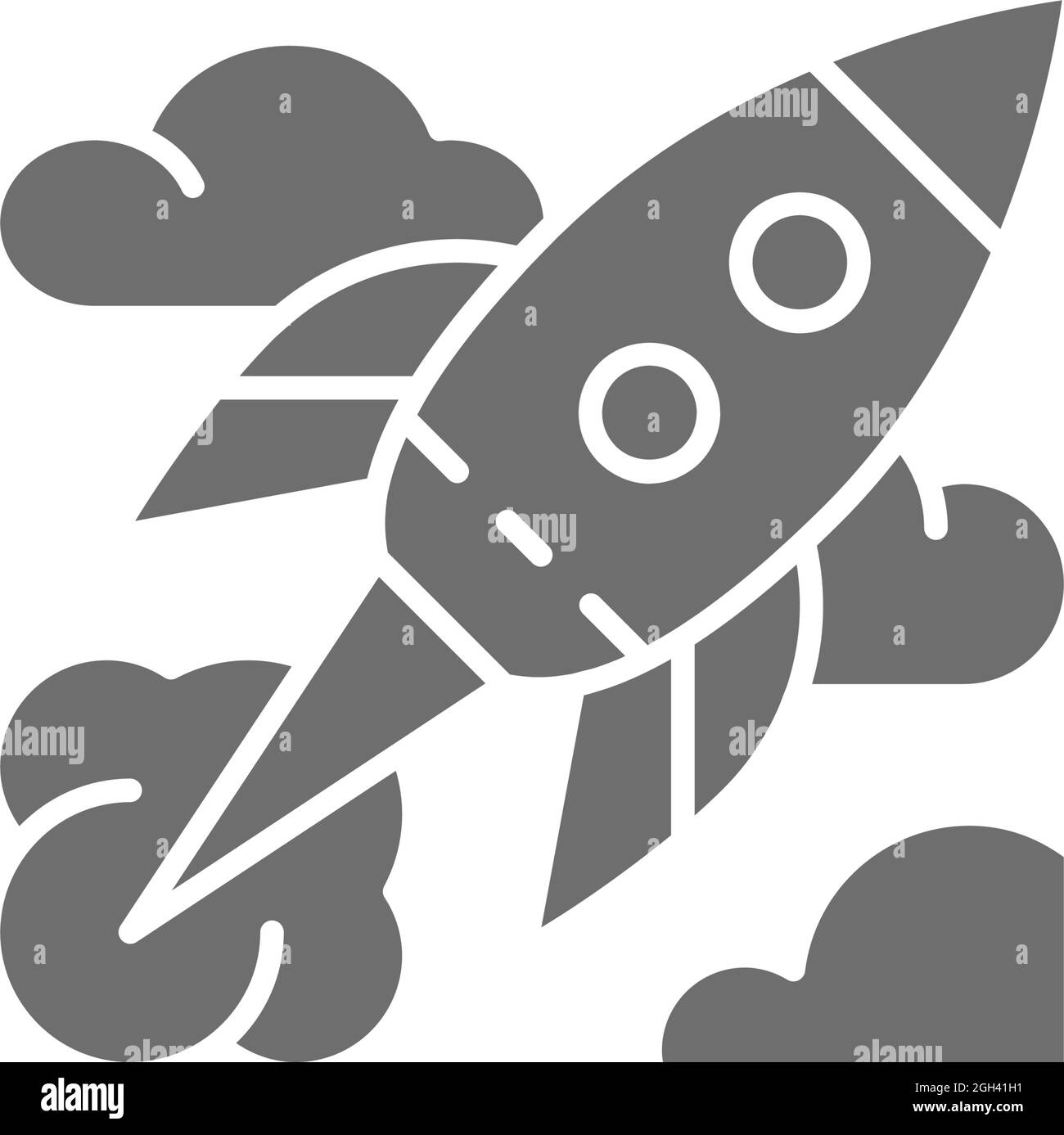 Rocket, startup grey icon. Isolated on white background Stock Vector ...