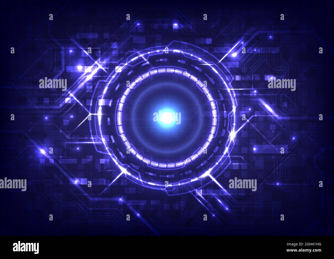 Futuristic Sci-Fi glowing HUD element, data engineer and circuit board ...
