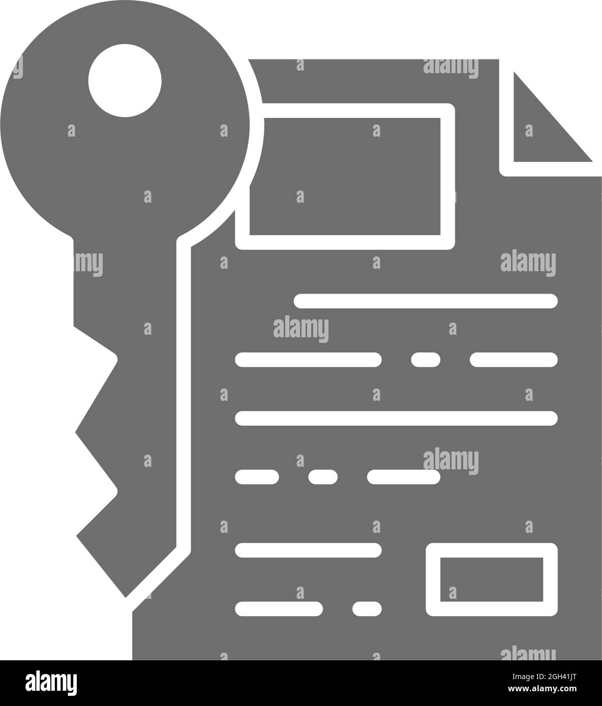 Document with key, certificate, safe paper grey icon Stock Vector Image ...