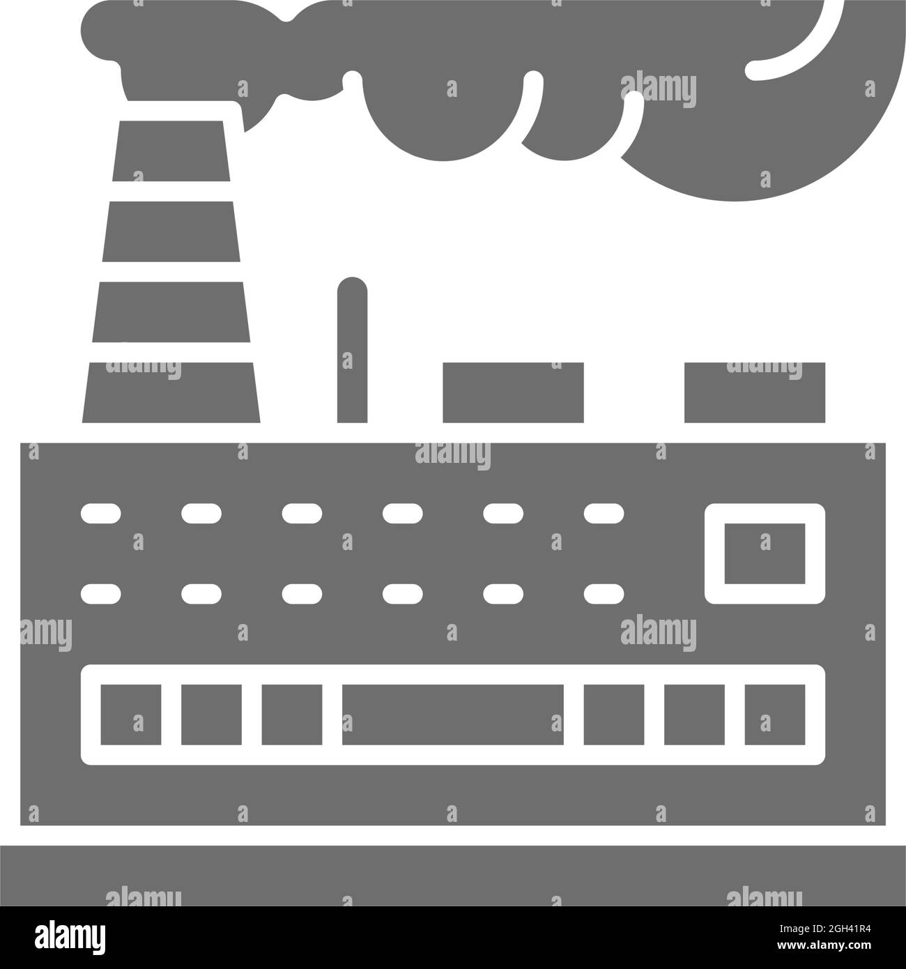 Industrial building factory, power plant grey icon Stock Vector Image ...
