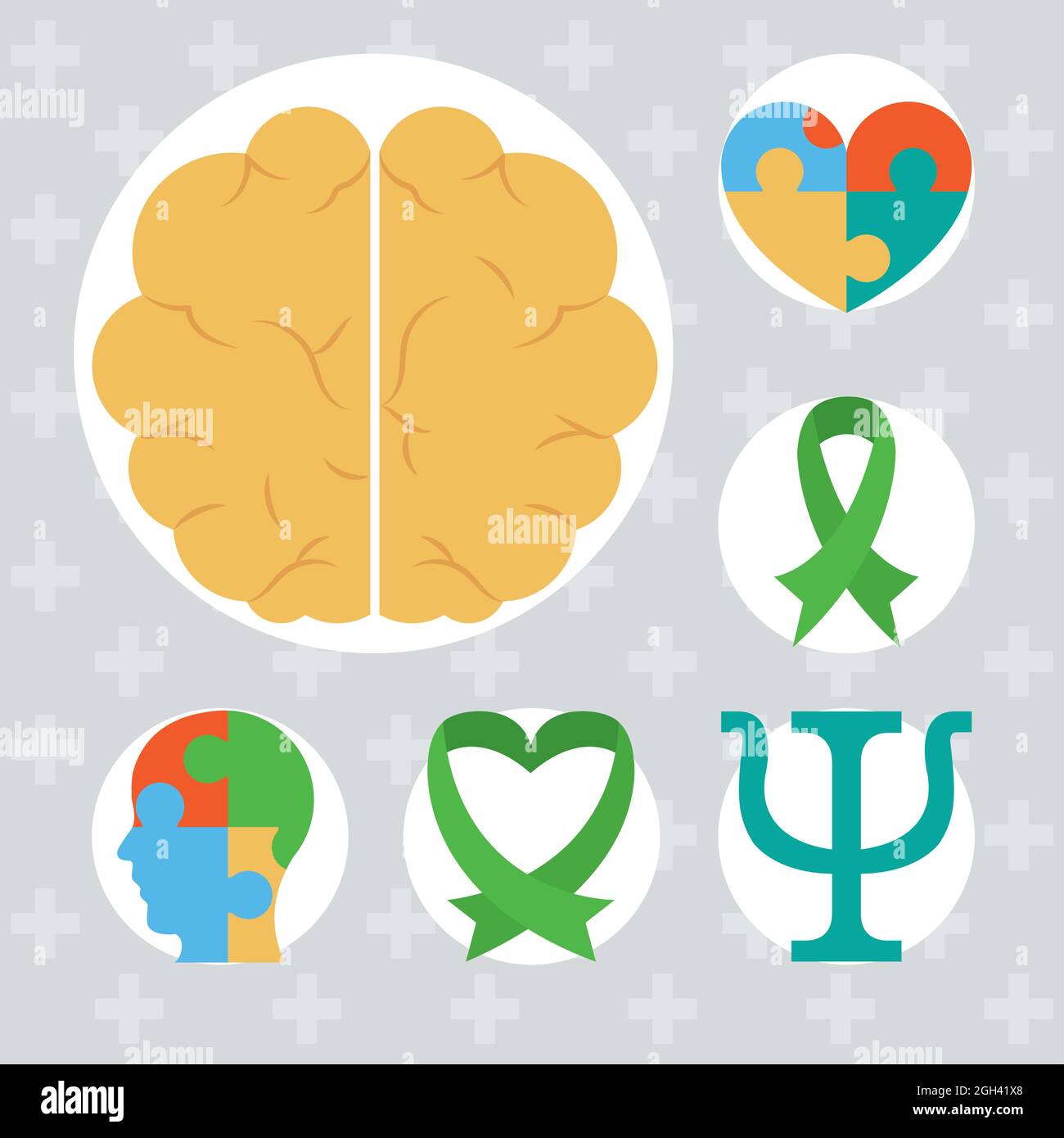 brain and mental health icon set Stock Vector Image & Art - Alamy
