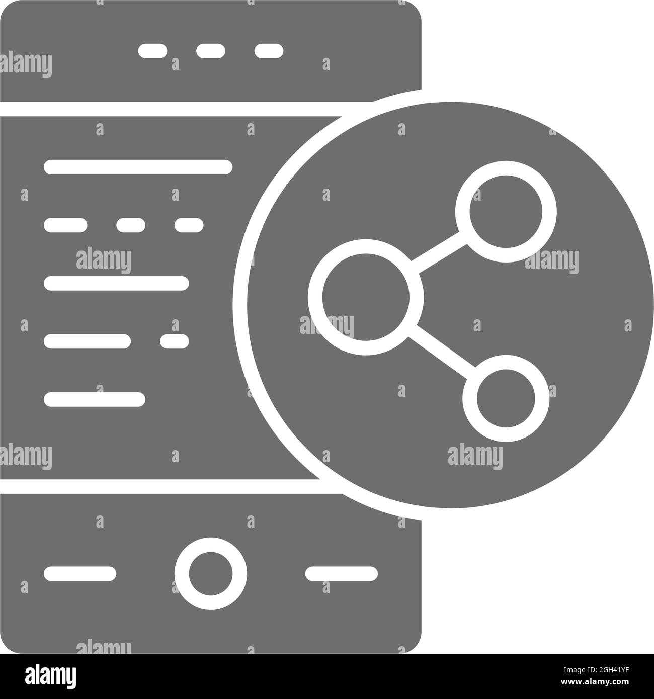 Phone with social media link, connection, share, network grey icon ...