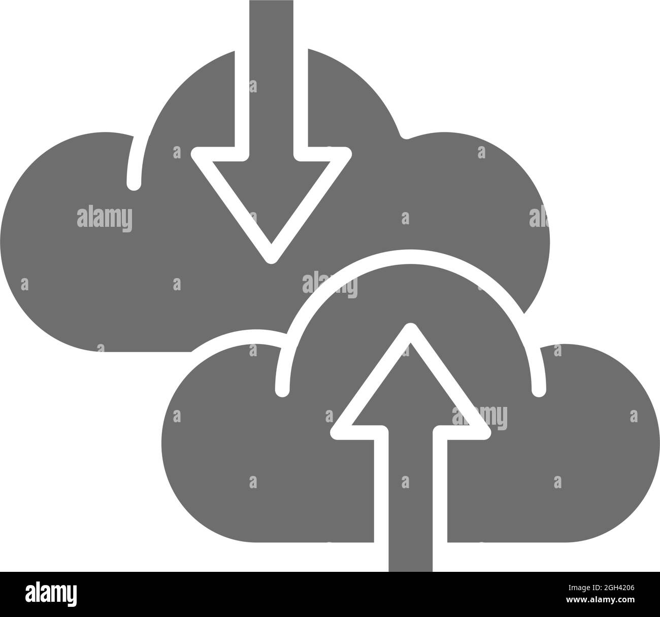 Cloud arrow, data transfer, download, loading grey icon Stock Vector ...