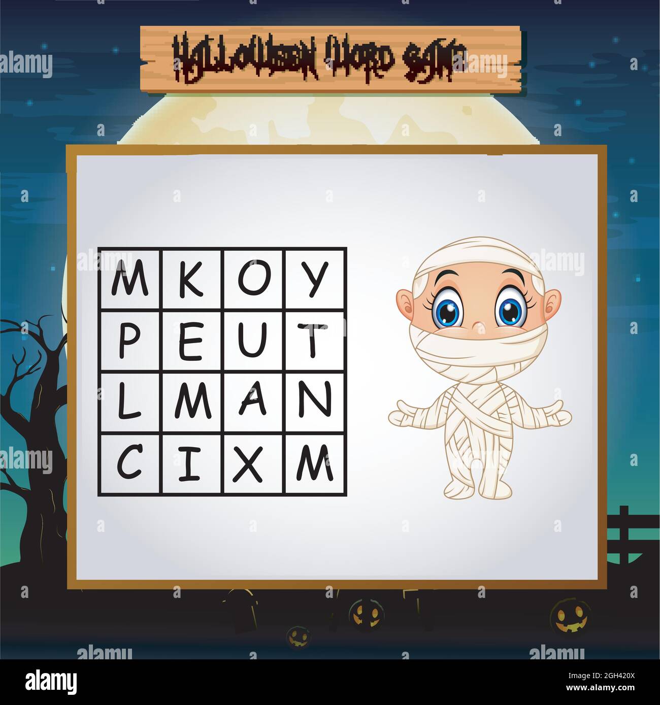 Game halloween find the word of mummy Stock Vector Image & Art - Alamy