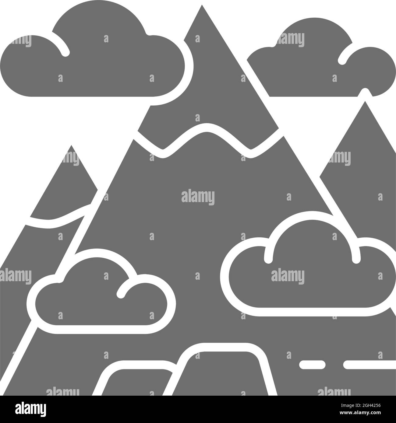 Mountain, mount, hill, travel, tourism grey icon Stock Vector Image ...