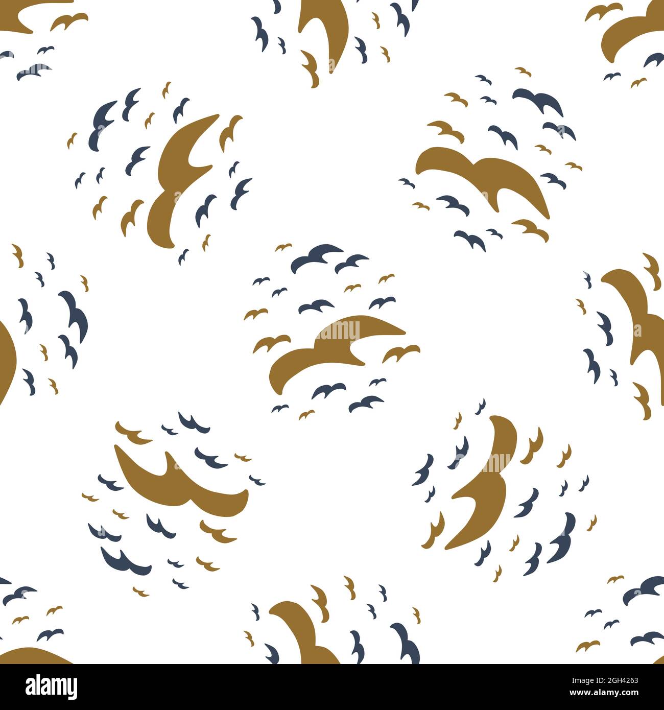 Masculine drawn seagull doodle motif seamless pattern. Classic retro ...