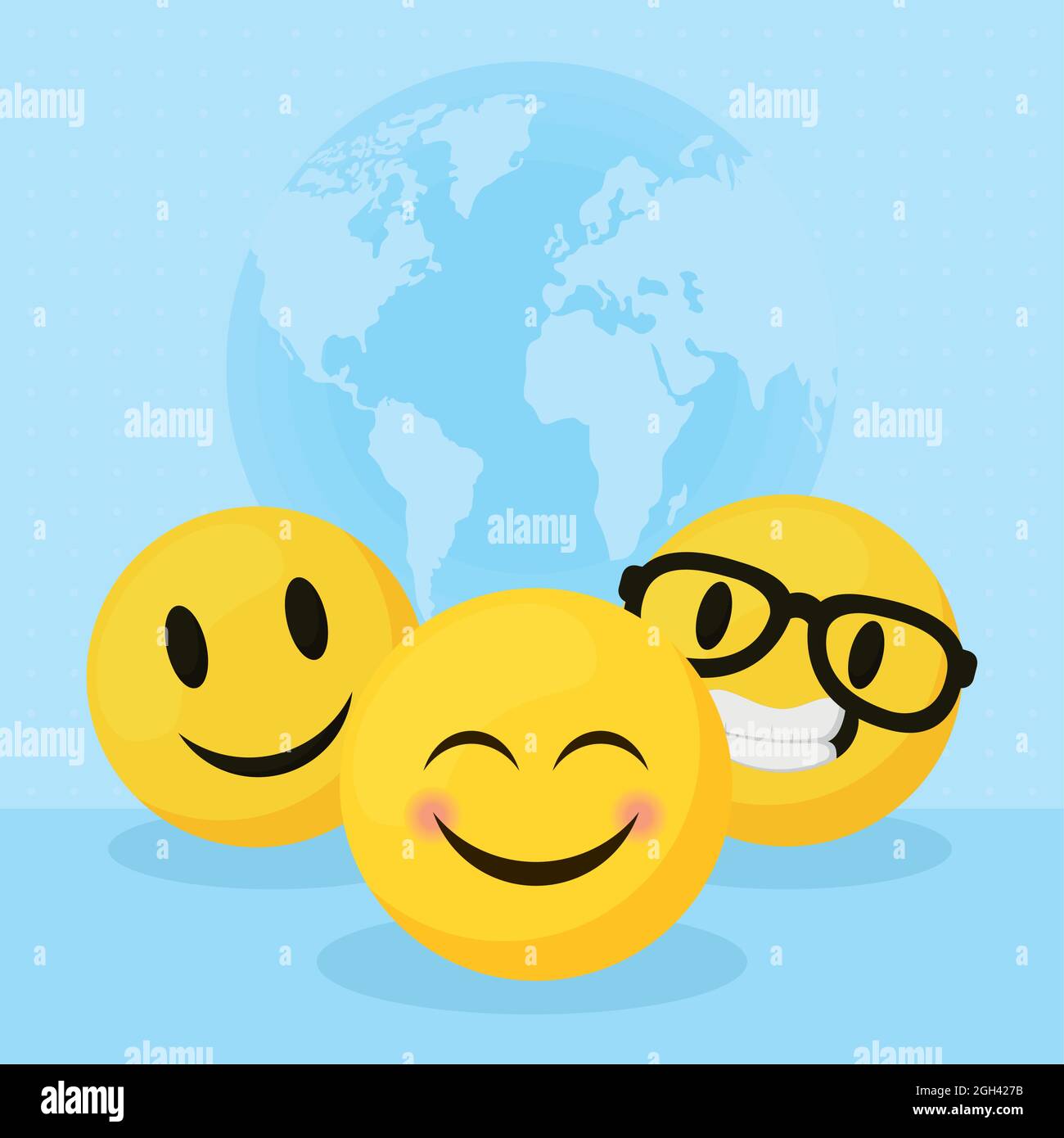 smiley emojis illustration with earth planet Stock Vector Image & Art ...