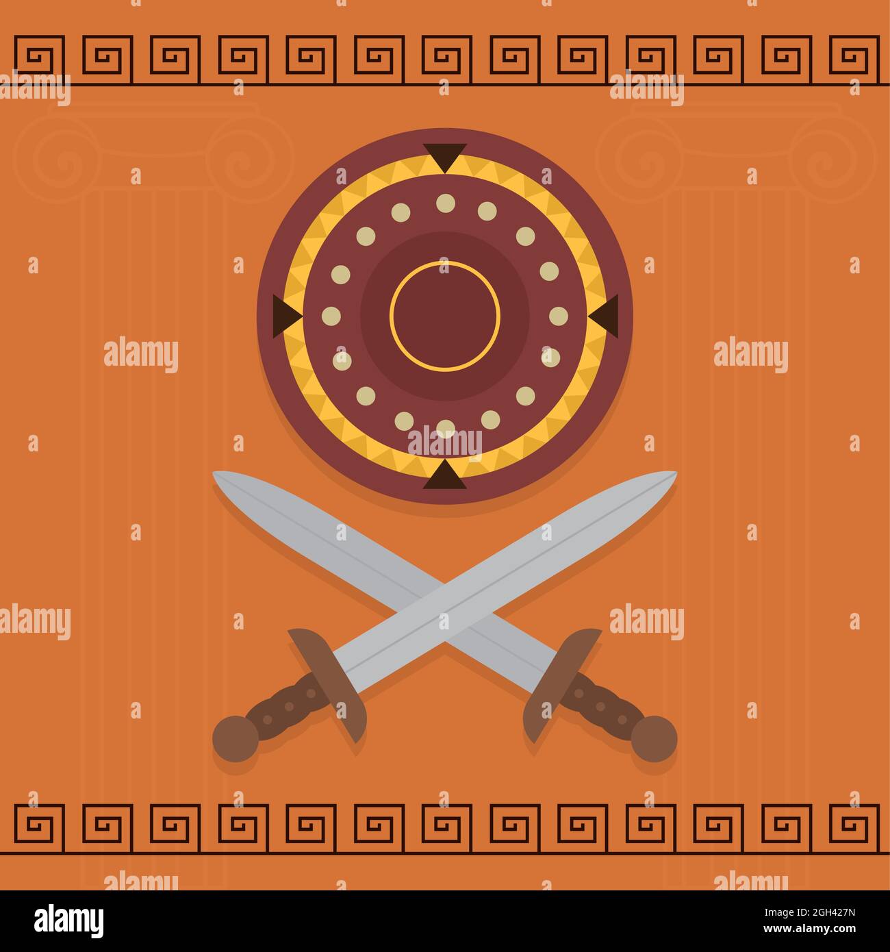 greek illustration with crossed swords Stock Vector Image & Art - Alamy