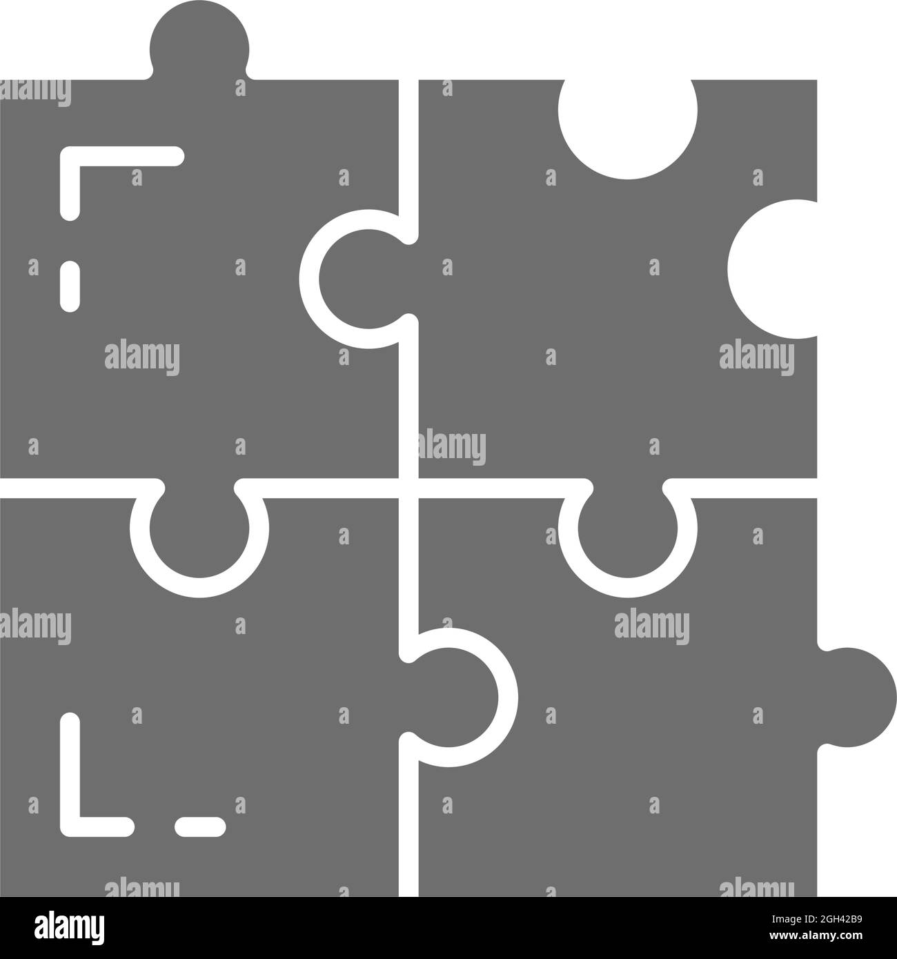 Puzzle, simple solutions, compatibility, solving problem grey icon ...